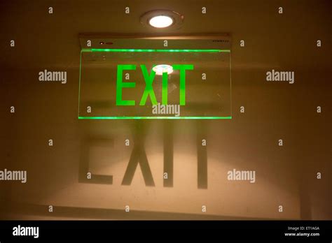 Green Color EXIT Sign With Shadow Of Letters Stock Photo Alamy