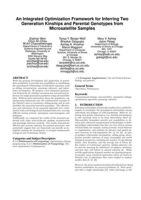 Pdf An Integrated Optimization Framework For Inferring Two Generation
