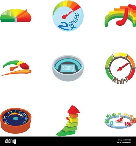 Speed Measurement Icons Set Cartoon Style Stock Vector Image And Art Alamy