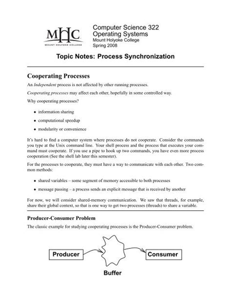 Topic Notes Process Synchronization Courses