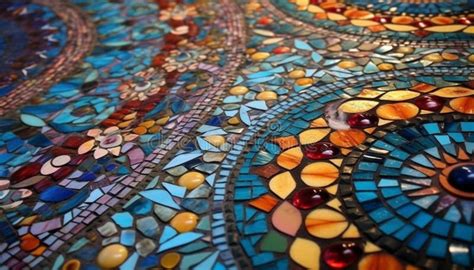 Ornate Mosaic Tile Flooring In Vibrant Colors Generated By Ai Stock
