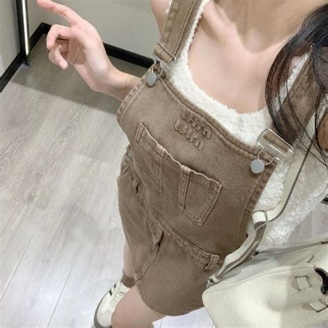 Miu 빈티지 데님 멜빵 스커트 여성용 1color Unseen