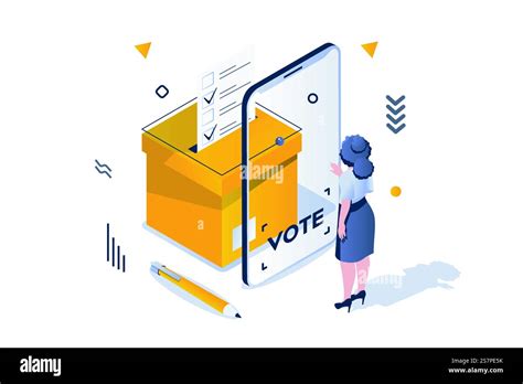 Election And Voting Concept In 3d Isometric Design Woman Voter Chooses