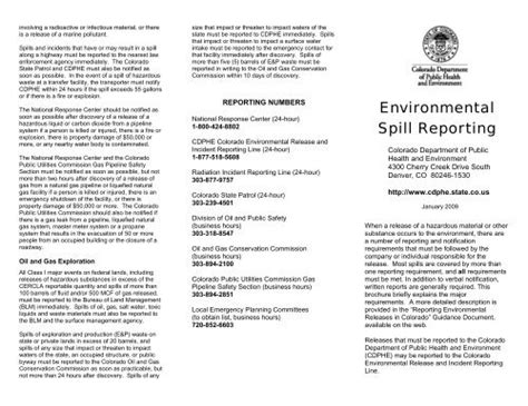 Environmental Spill Reporting Brochure
