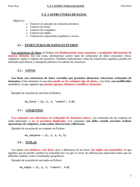 Ut 3 Estructuras De Datos Pdf Expresión Regular Python