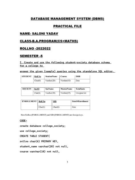 Dbms 2022022 Saloni Yadav Practical File Compressed Pdf Databases