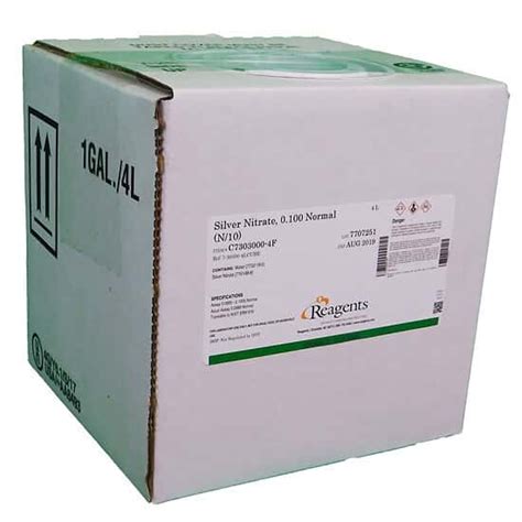 Reagents Silver Nitrate 010n 4l Standardized Cubitainer From Cole