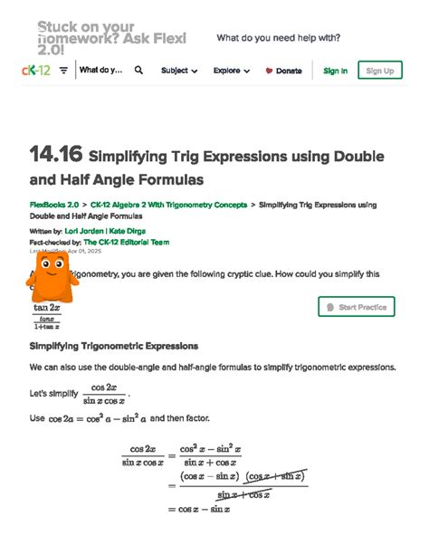 Simplifying Trig Half And Double Angle Expressions Stuck On Your