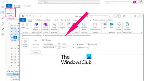 how to set or remove focus time in outlook