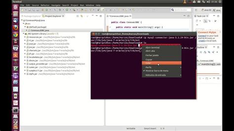 conectando mysql e eclipse para java no ubuntu 13 04 youtube