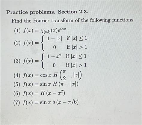 solved practice problems section 2 3 find the fourier