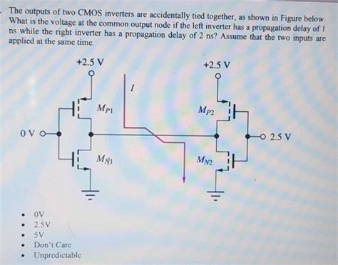 Solved The Outputs Of Two CMOS Inverters Are Accidentally Chegg Com
