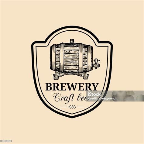 크 래 프 트 맥주 배럴 기호입니다 오래 된 양조장 아이콘입니다 손 통 그림을 스케치 했다 벡터 빈티지 라 거에 일 레이블 또는 배지입니다 맥주 공장에 대한 스톡 벡터 아트