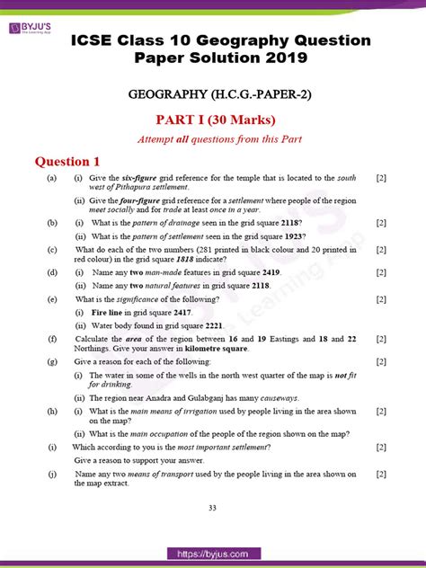 Icse Class 10 Geography Question Paper Solution 2019 Pdf