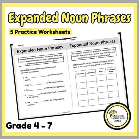 Expanded Noun Phrases Determiner Adjective Noun Prepositional