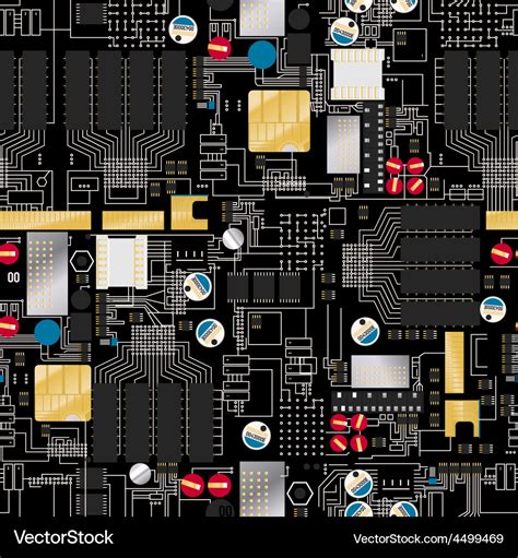 Circuit Board With Components And Wires Seamless Vector Image