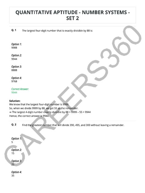 Quantitativeaptitude Numbersystems Set2watermark Pdf