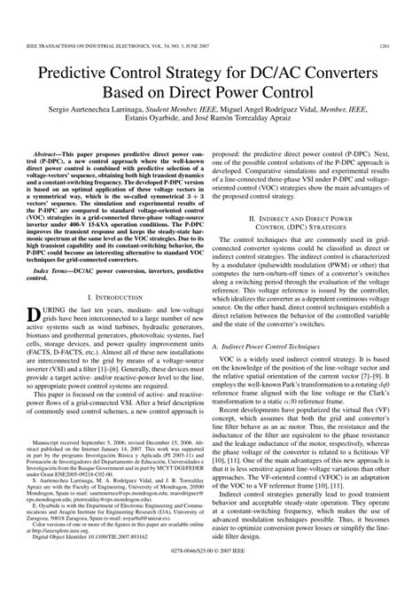 Pdf Predictive Control Strategy For Dcac Converters Based On Direct