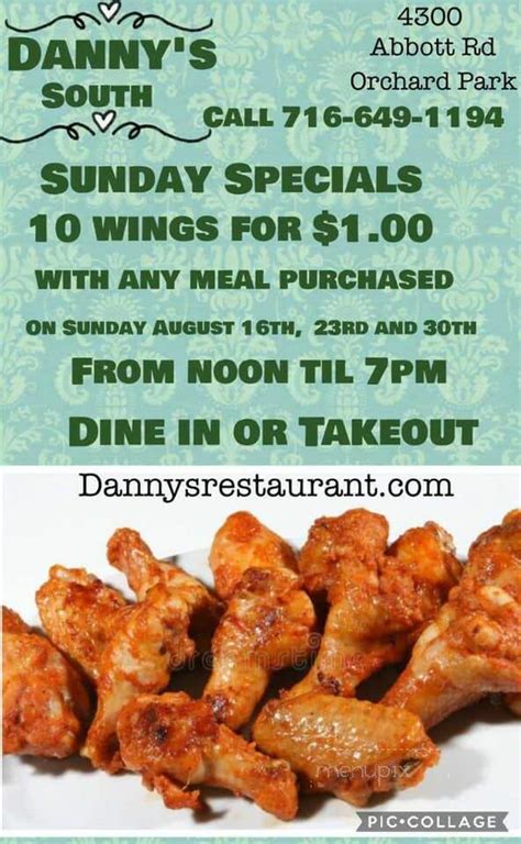 Menu Of Dannys South In Orchard Park Ny 14127