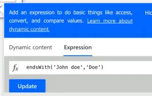 Power Automate EndsWith Function Explained