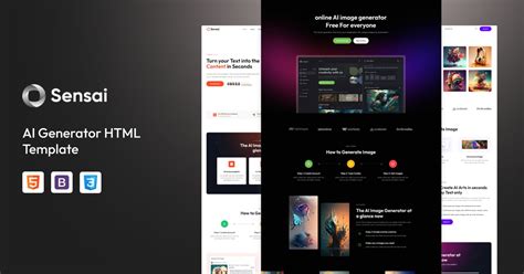 Sensai Ai Generator Html Template Site Templates Landing Page