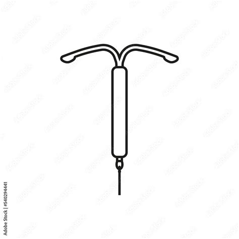 Intrauterine Device Icon Iud Contraceptive Spiral Vector Line Style