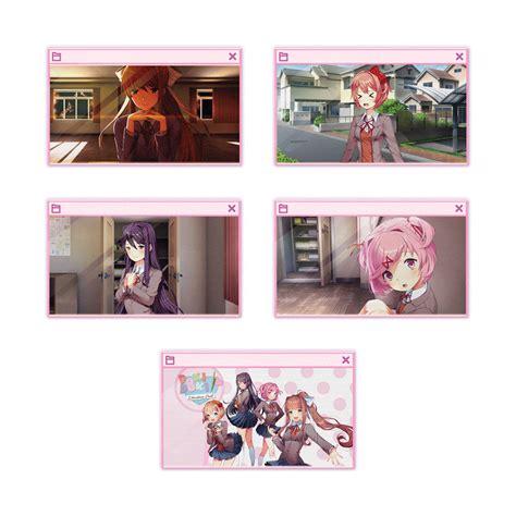 Doki Doki Literature Club Window Lenticular Pins