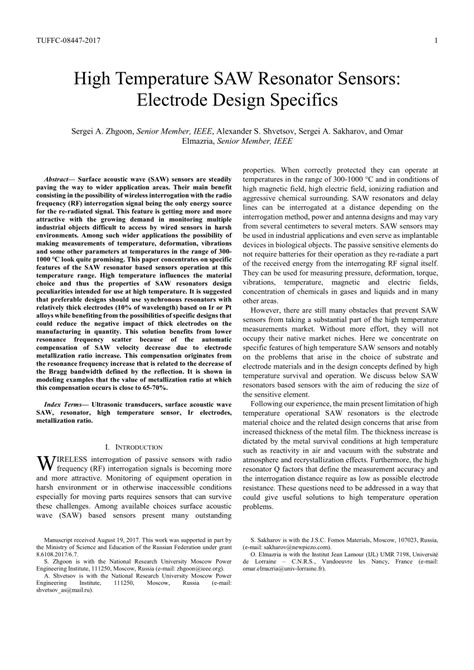pdf high temperature saw resonator sensors electrode design specifics