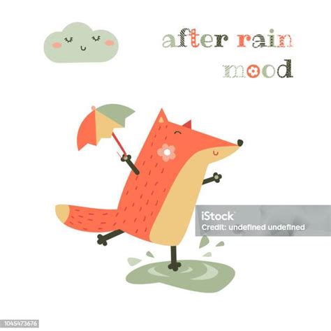 귀여운 여우 구름 및 슬로건 엽서입니다 손으로 그린된 벡터 일러스트 레이 션 가을에 대한 스톡 벡터 아트 및 기타 이미지 가을 감정 귀여운 Istock