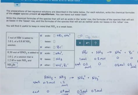 Solved Solve For The Acids Bases And Left Over Of Other Chegg