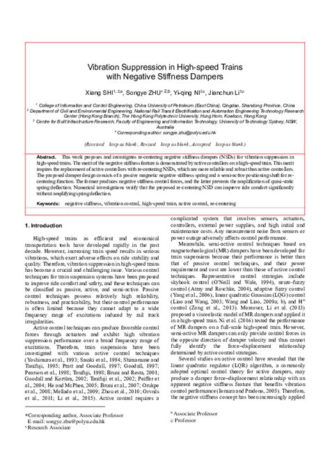 Pdf Vibration Suppression In High Speed Trains With Negative