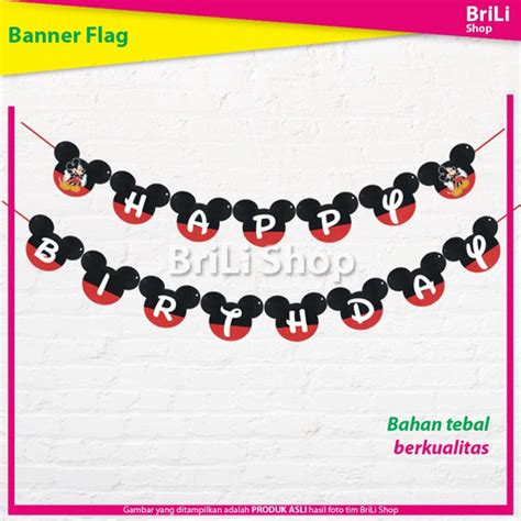 Jual Bunting Flag Happy Birthday Mickey Mouse Banner Hbd Miki Mini