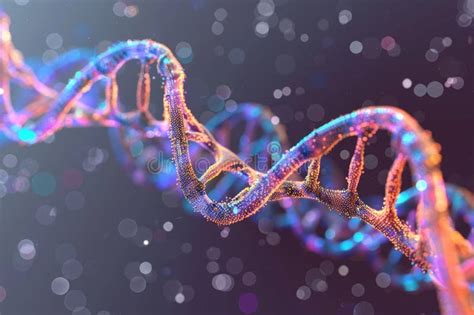 A Microscopic View Of Two Complementary Dna Strands Coiled Together