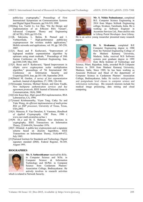 Performance Evaluation Of Modified Modular Exponentiation For Rsa Algorithm Pdf