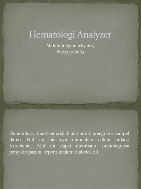 Hematologi Analyzer Pdf Kesehatan Holistik Teknologi And Rekayasa