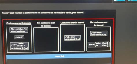 solved classify each function as continuois or not