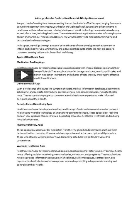 Ppt A Comprehensive Guide To Healthcare Mobile App Development