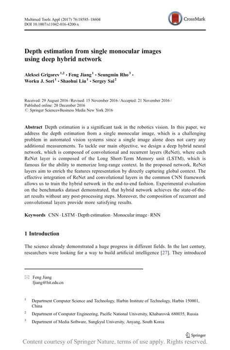 Depth Estimation From Single Monocular Images Using Deep Hybrid Network
