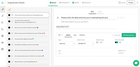Date Question Type Surveysparrow