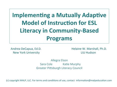 Implementing A Mutually Adaptive Model Of Instruction For Esl Literacy