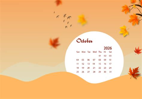 October 2026 Desktop Wallpaper Calendar Calendarlabs