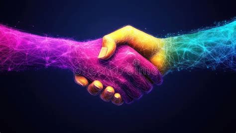 Digital Handshake Symbolizing Connection And Collaboration Stock Illustration Illustration Of