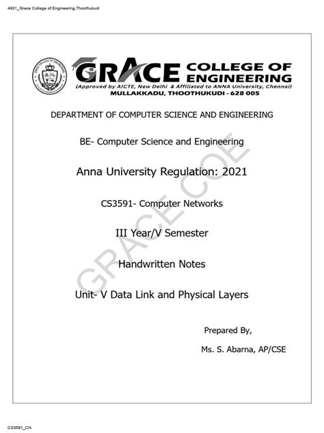 V Cse Cs3591 Cn Unit5 Pdf Science Education Computer Networking