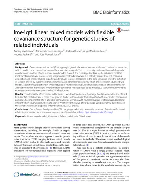 Pdf Lme4qtl Linear Mixed Models With Flexible Covariance Structure