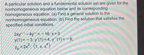 A Particular Solution And A Fundamental Solution Set