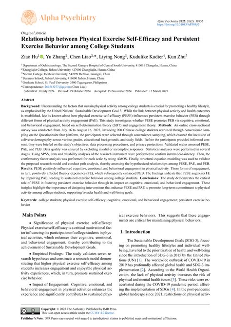 Pdf Relationship Between Physical Exercise Self Efficacy And Persistent Exercise Behavior