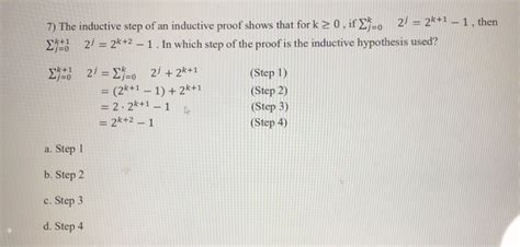 Solved The Inductive Step Of An Inductive Proof Shows Chegg