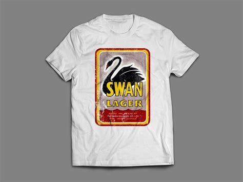 Swan Lager Beer Vintage Logo Mens White Tshirt Lost Perth