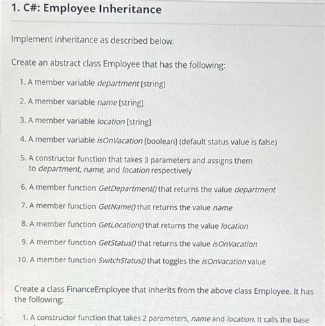 Solved 1 C Employee Inheritance Implement Inheritance As
