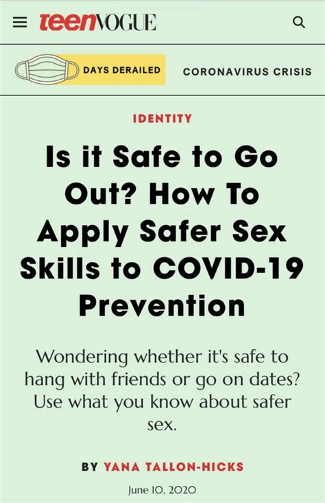 On Teen Vogue How To Apply Safer Sex Skills To Covid 19 Prevention